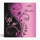 Pink Floral Scroll Teachers Class Planner Binder | Zazzle