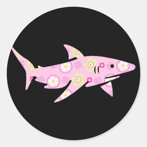 Pink Floral Shark Classic Round Sticker | Zazzle