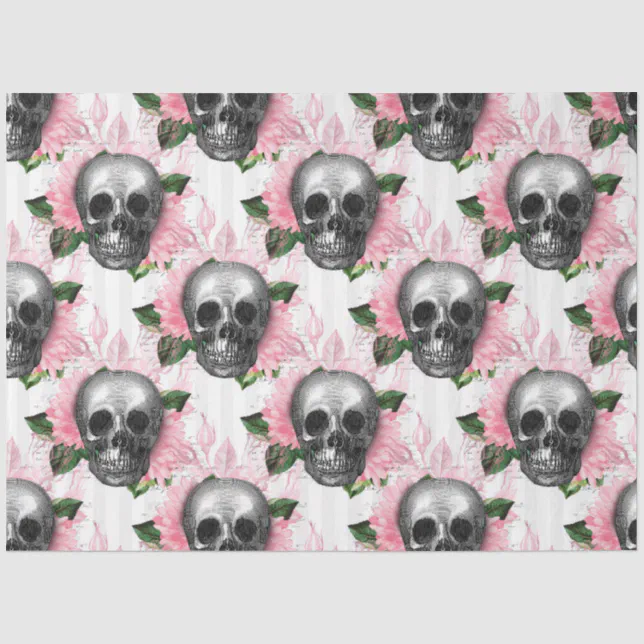 Pink Floral Skull Series Design 6 Tissue Paper | Zazzle