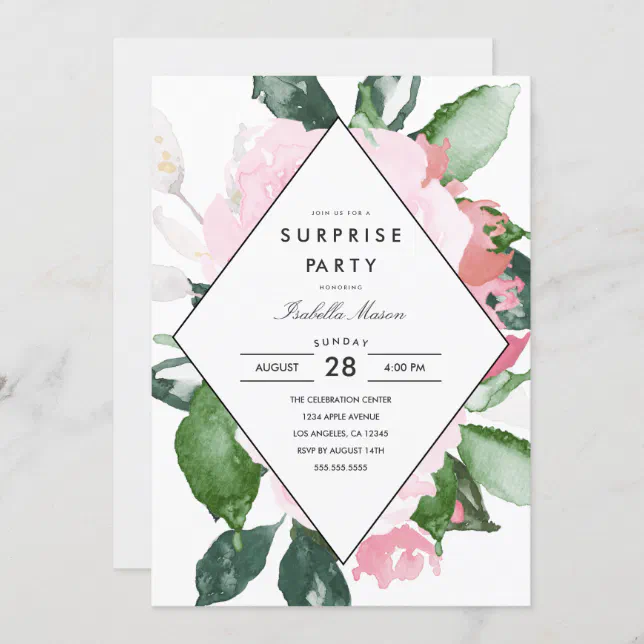 Pink Floral | Surprise Party Invitation | Zazzle