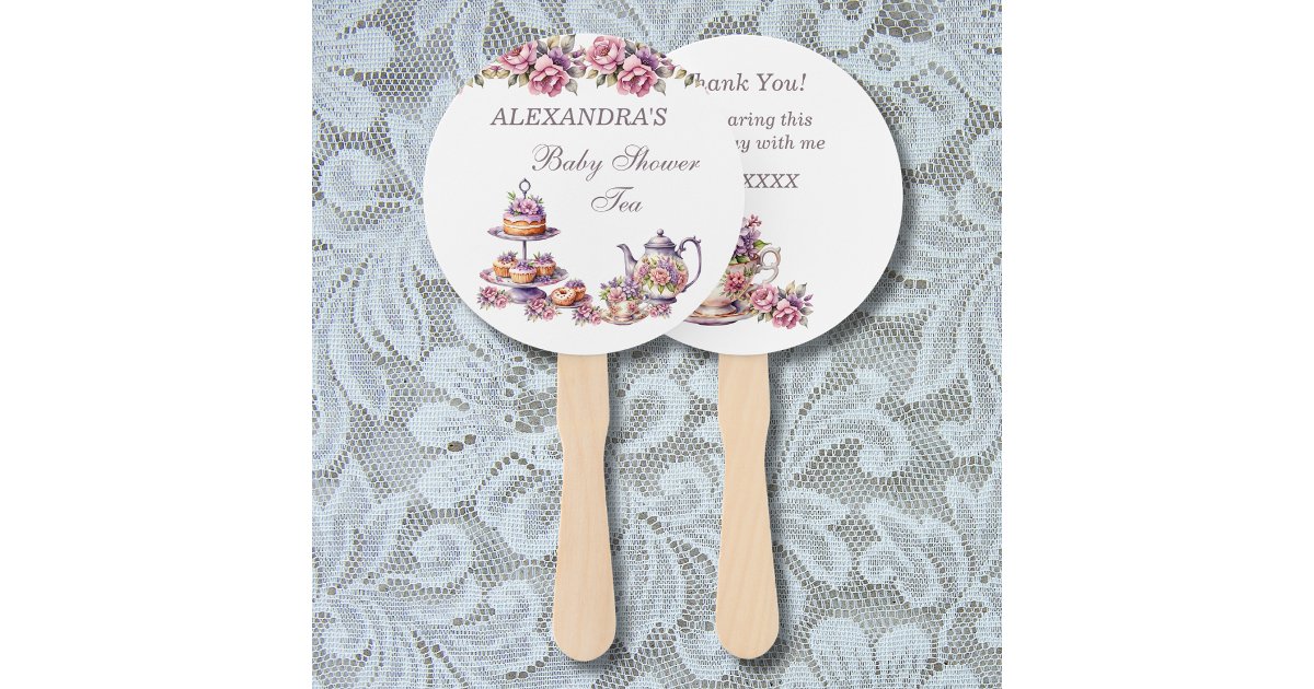 Pink Floral Tea Party Baby Girl Shower Hand Fan | Zazzle