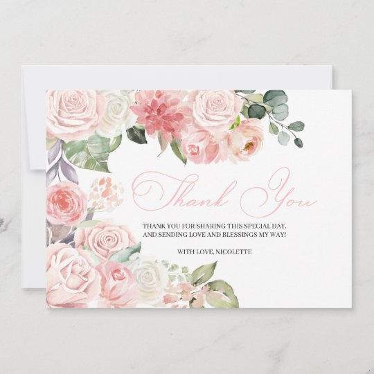 Pink Floral Thank You Card | Zazzle.com