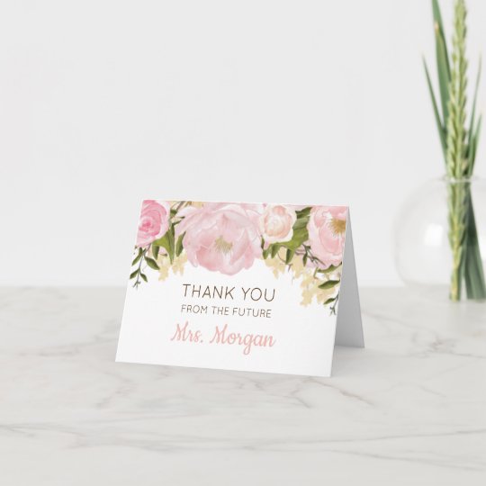 Pink Floral Thank You Card | Zazzle.com