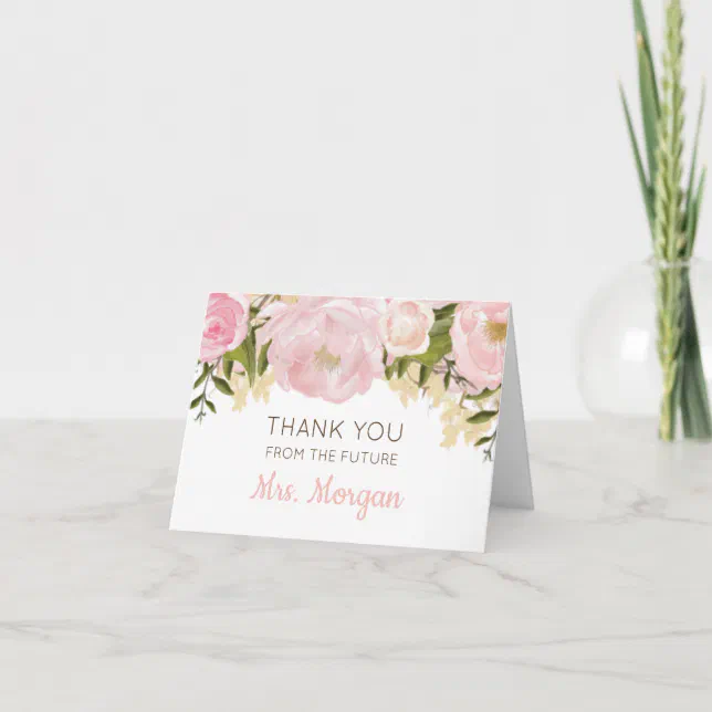 Pink Floral Thank You Card | Zazzle