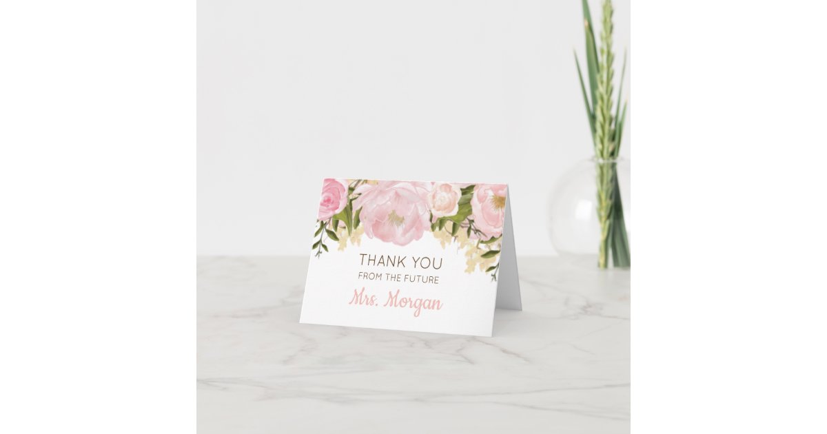 Pink Floral Thank You Card | Zazzle