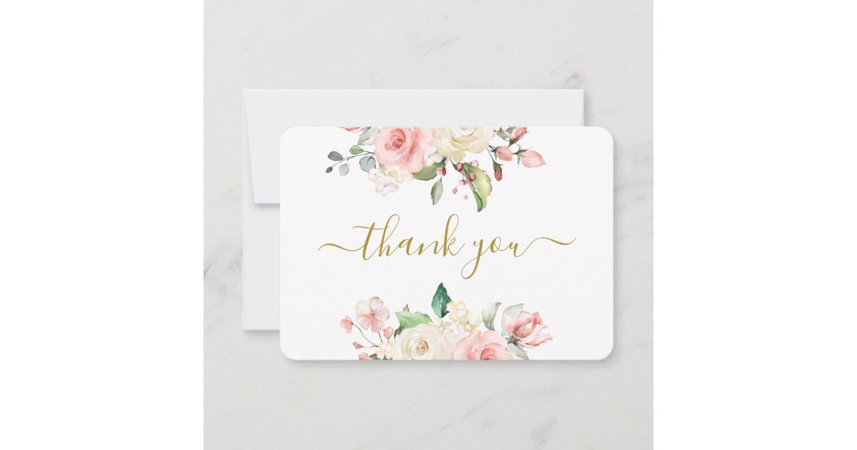 Pink Floral thank you card | Zazzle
