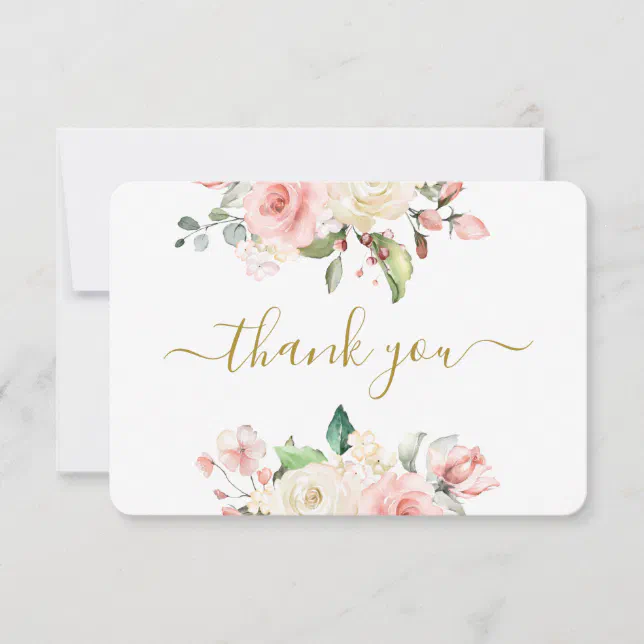 Pink Floral thank you card | Zazzle