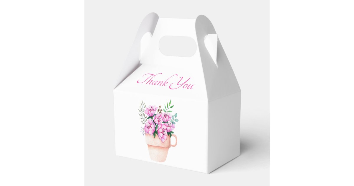 Pink Floral Thank You Watercolor Flower Spring Favor Boxes | Zazzle