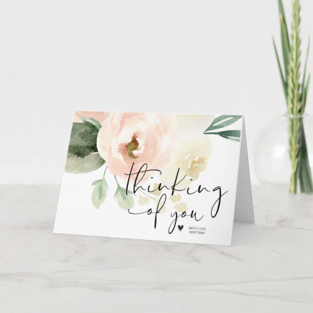 Pink Floral Thinking of You Encouragement Card | Zazzle