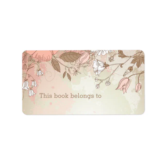 Pink Floral "This Book Belongs To" Labels | Zazzle