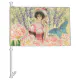 Pink Floral Victorian Woman Regency Car Flag | Zazzle