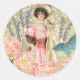 Pink Floral Victorian Woman Regency Classic Round Sticker | Zazzle