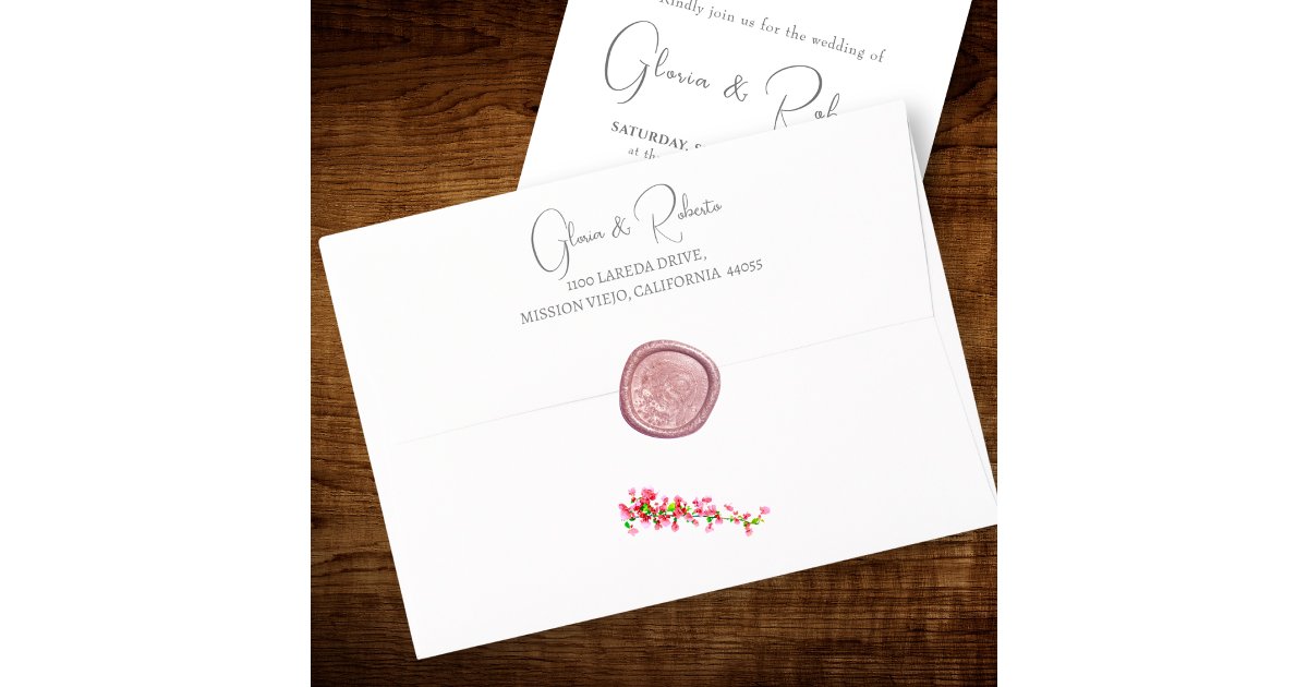 Pink Floral Vintage Mexican Wedding Luxury Envelope | Zazzle
