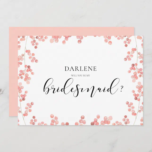 Pink floral watercolor Bridesmaid proposal card | Zazzle