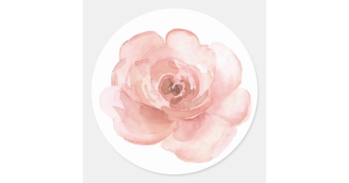Pink Floral Watercolor Elegant Pretty Classic Round Sticker | Zazzle