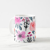 Pink Floral Watercolor Modern Trendy Vibrant Coffee Mug | Zazzle