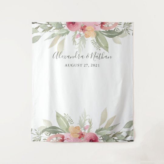 Pink Floral Wedding Backdrop | Photo Booth Prop | Zazzle.com