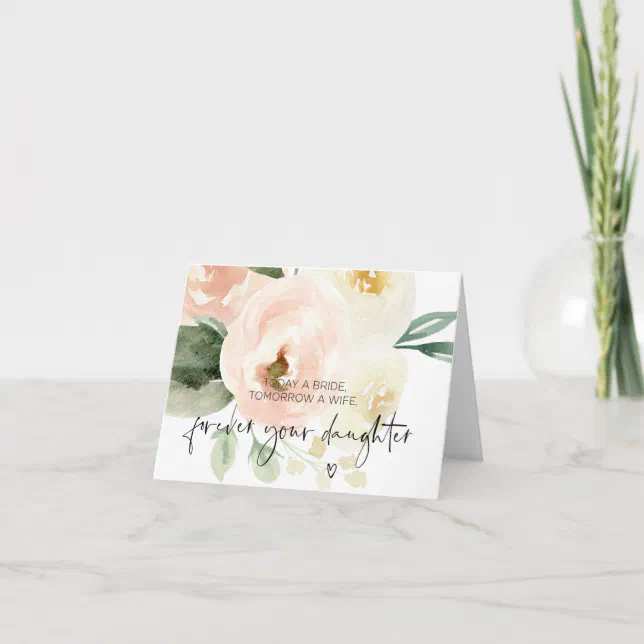 Pink Floral Wedding Day Card For Parents of Bride | Zazzle