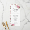 Pink Floral Wedding Dinner Menu | Zazzle