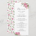 Pink Floral Wedding Dinner Menu | Zazzle