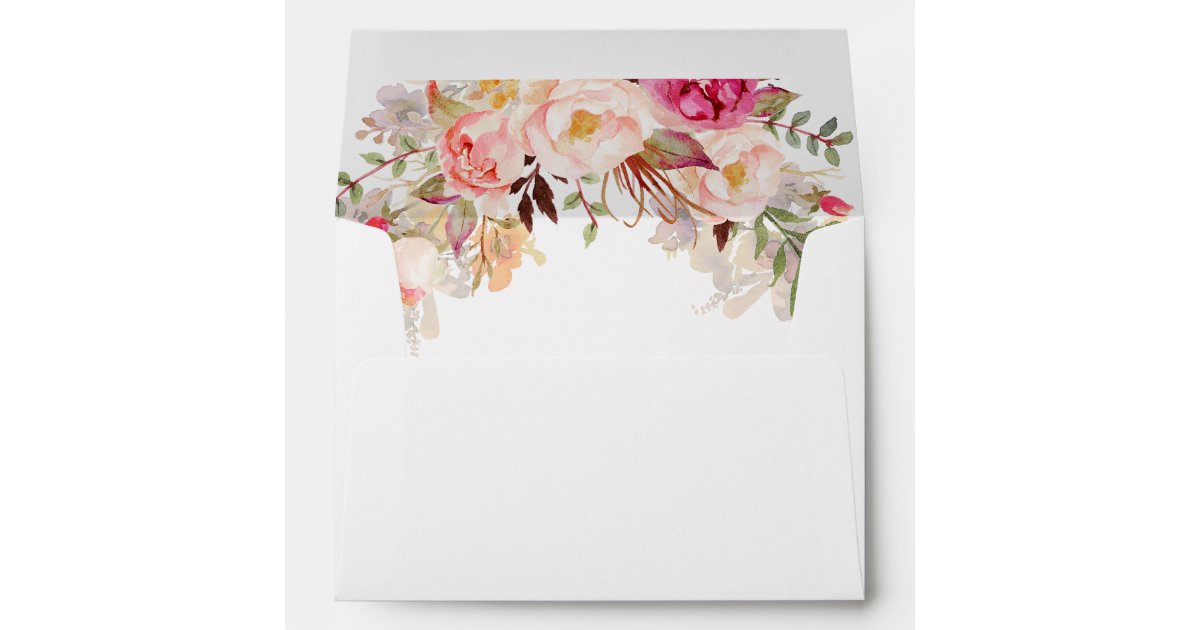 Pink Floral Wedding Envelope | Zazzle