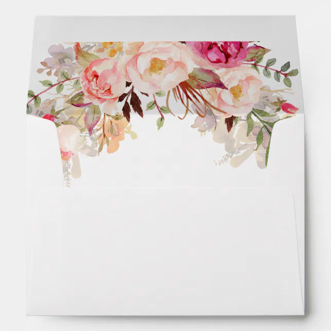 Pink Floral Wedding Envelope | Zazzle