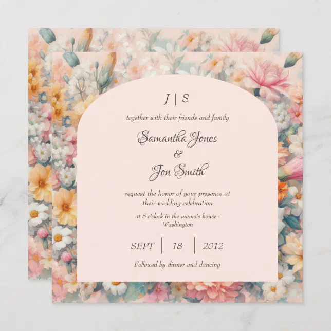 Pink floral wedding invitation | Zazzle