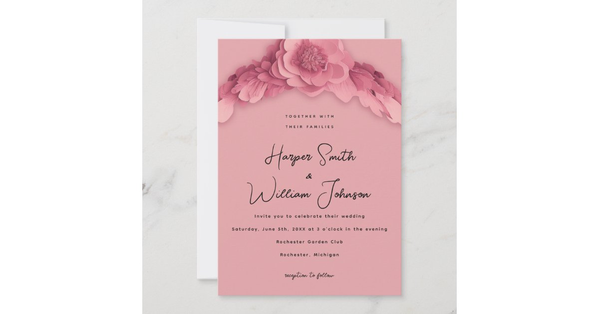 pink floral wedding invitation | Zazzle