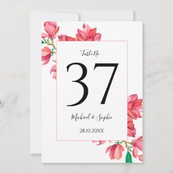Pink Floral Wedding Table Number | Zazzle