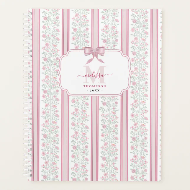 Pink Floral Wildflowers Coquette Bow Planner | Zazzle