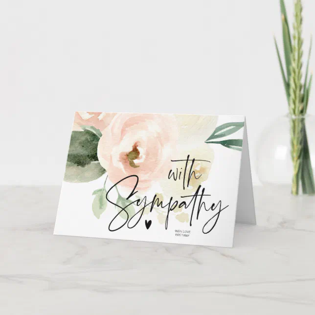 Pink Floral With Sympathy Condolence Grief Heart Card | Zazzle