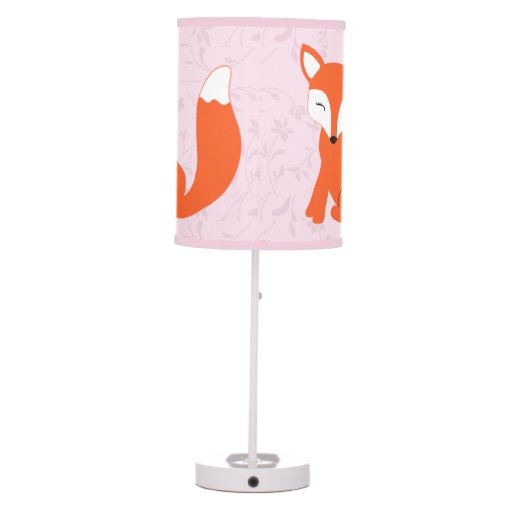 Pink Floral Woodland Fox Nursery Table Lamp | Zazzle