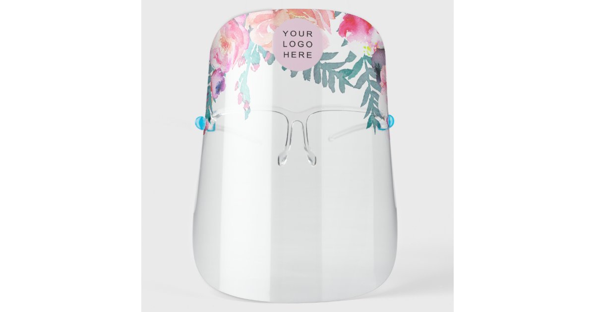 Pink Floral Your Business Logo Makeup Hair Salon Face Shield | Zazzle