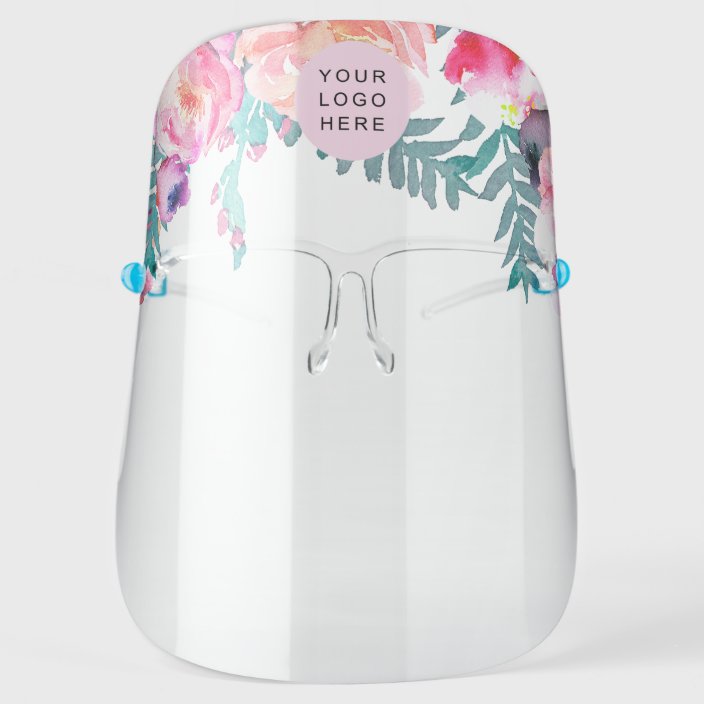 Pink Floral Your Business Logo Makeup Hair Salon Face Shield | Zazzle.com