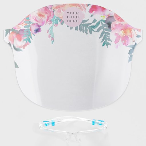 Pink Floral Your Business Logo Makeup Hair Salon Face Shield | Zazzle