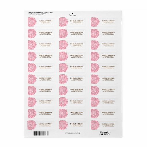 Pink Flower Address Return Labels | Zazzle
