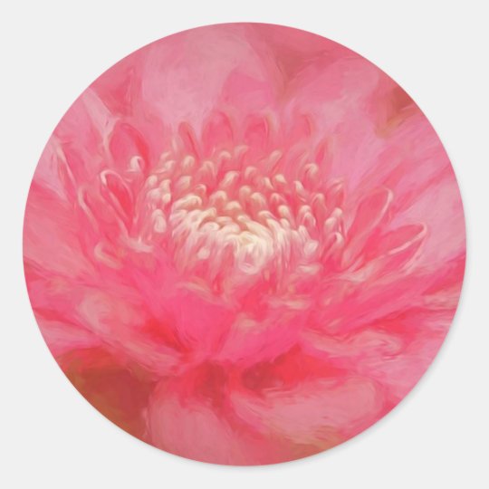 Pink Flower Classic Round Sticker | Zazzle.com