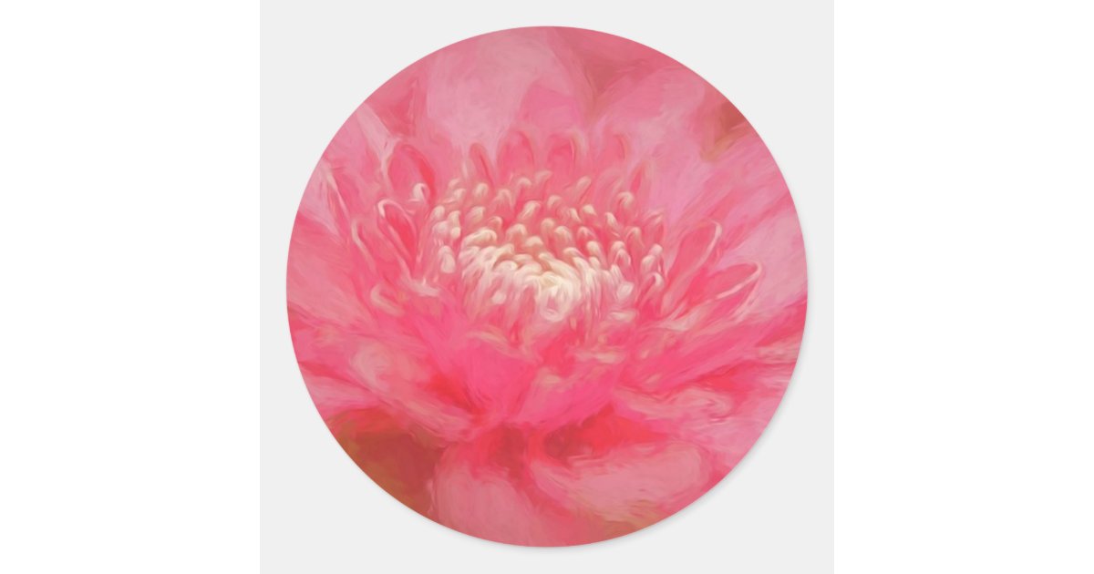 Pink Flower Classic Round Sticker | Zazzle