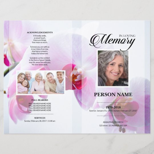 Pink Flower Funeral Template | Zazzle.com