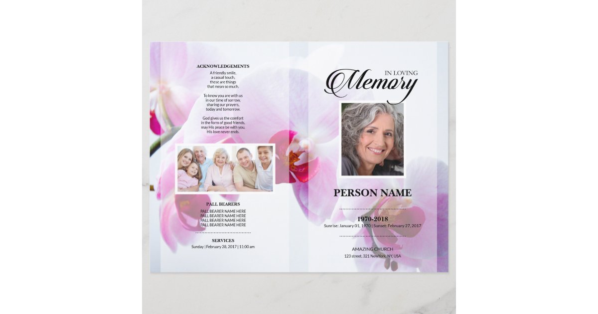 Pink Flower Funeral Template | Zazzle
