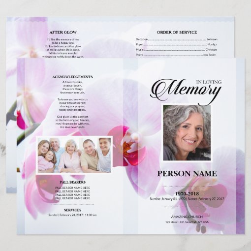 Pink Flower Funeral Template | Zazzle