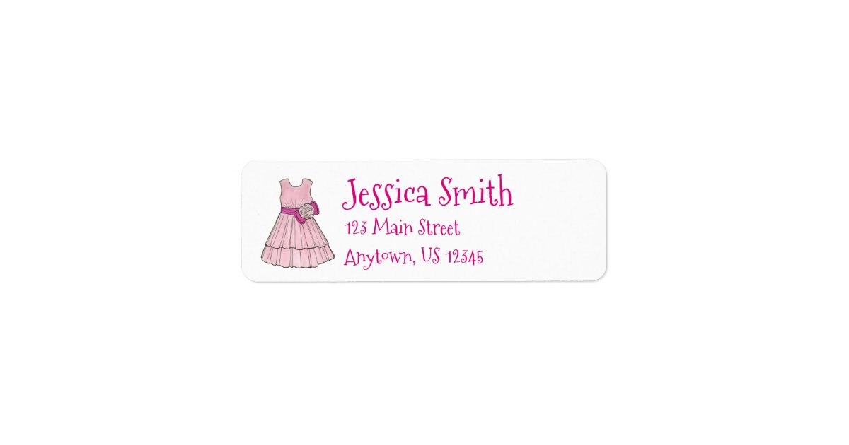 Pink Flower Girl Wedding Pageant Party Dress Label | Zazzle