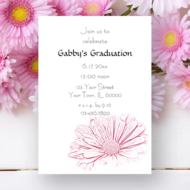 Pink Flower Graduation Party Invitation | Zazzle