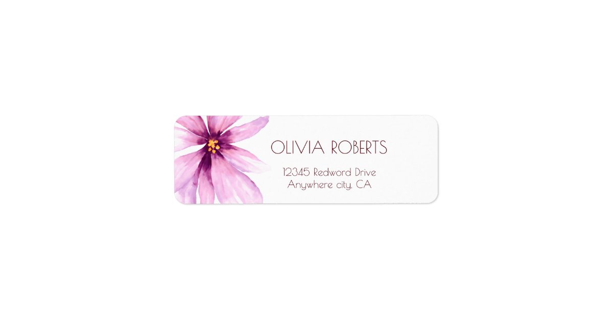 Pink Flower Minimalist Return Address Label | Zazzle