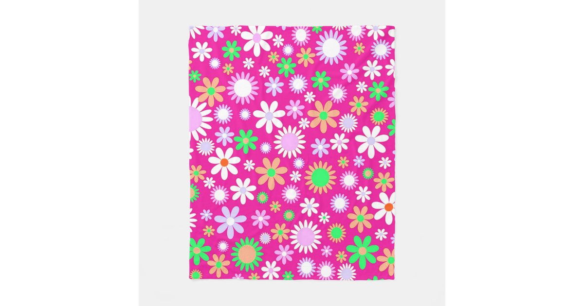 Pink Flower Power Fleece Blanket | Zazzle