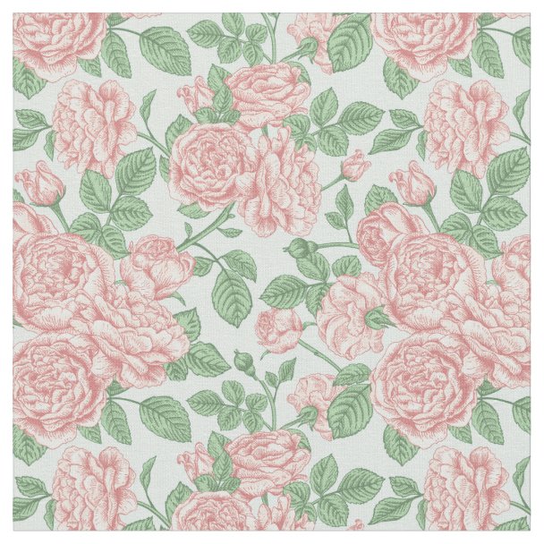 Red Peony Flower Bouquet Pattern Fabric | Zazzle