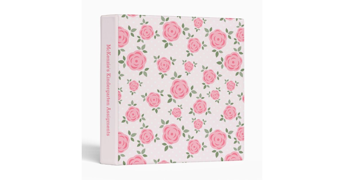 Pink Flowers 3 Ring Binder | Zazzle
