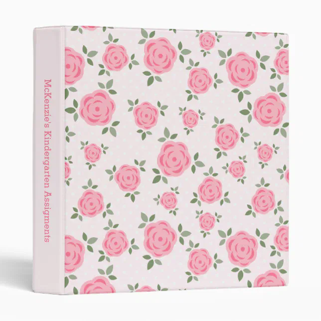 Pink Flowers 3 Ring Binder | Zazzle