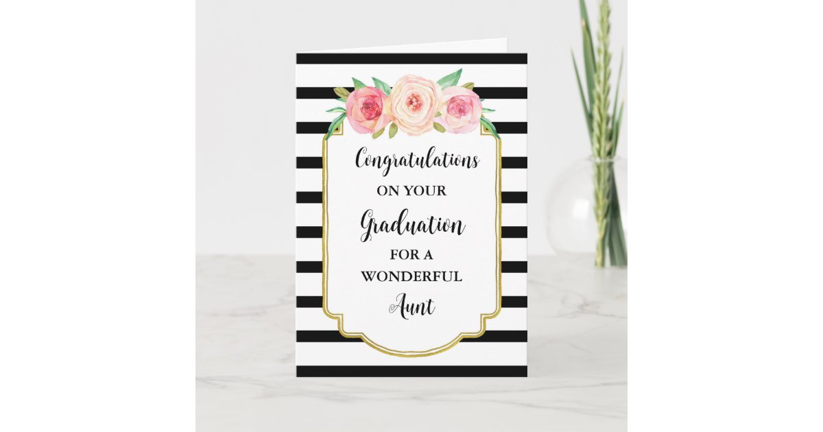 Pink Flowers Aunt Congratulations Graduation Card | Zazzle