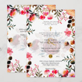 Pink Flowers Catholic Nuptial Mass Wedding Invitation | Zazzle